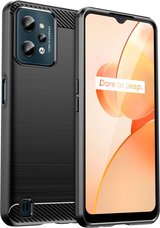 Carbon - Case - voor Realme C31 flexibele siliconen carbon cover zwart ...