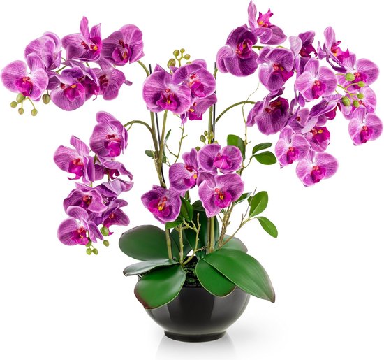 XXL Kunstbloem orchidee groot (56 cm) in hoogglans keramische pot ...