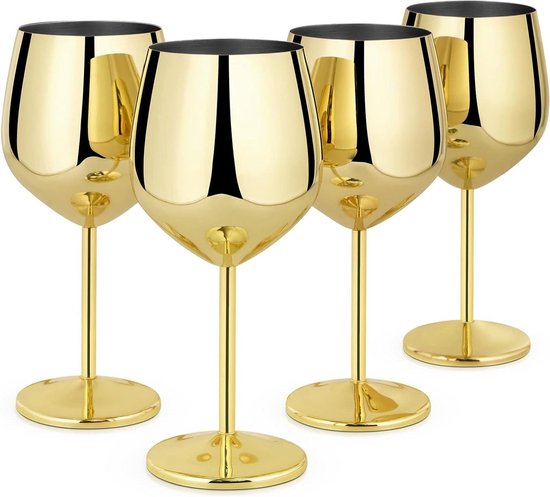 Red Wine Glasses Set 550 ml Stainless Steel - Large Belly Cocktail ...