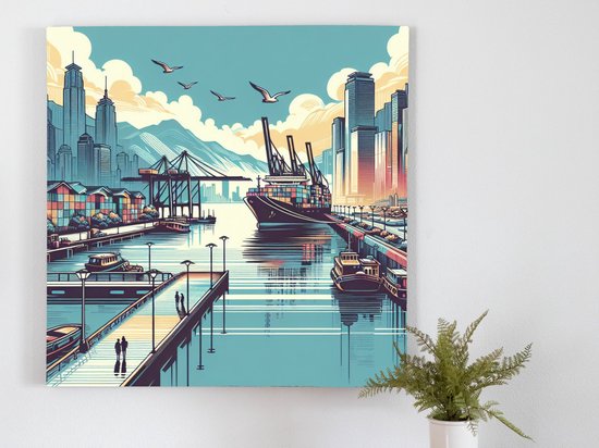 Modern haven schilderij | Haven Memory: a Contemporary Fusion of Art ...