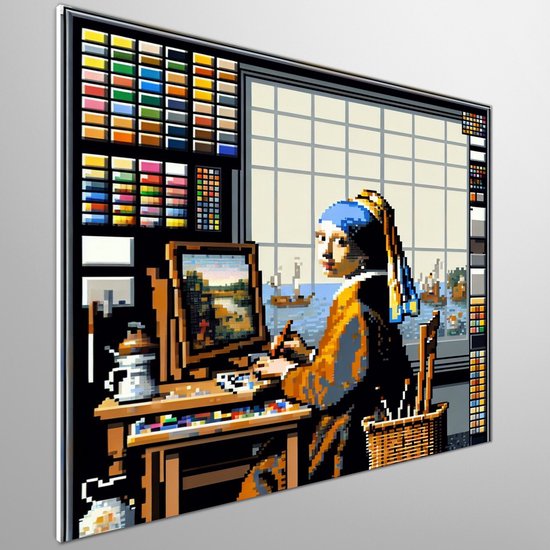 Pixel art vermeer schilderij | Vermeer's meesterwerk in digitale pixels ...