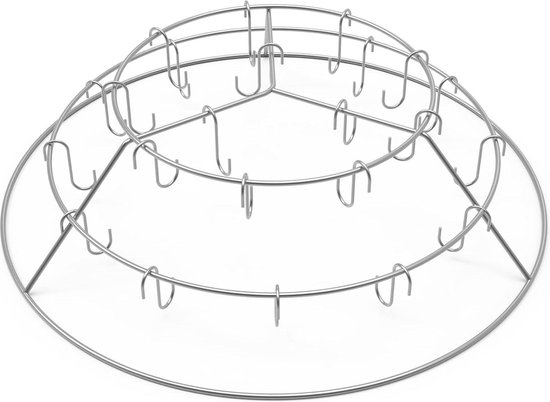 Drietraps Ring Spekhanger Braadpan met 24 Rookhaken voor Roken van Spek ...