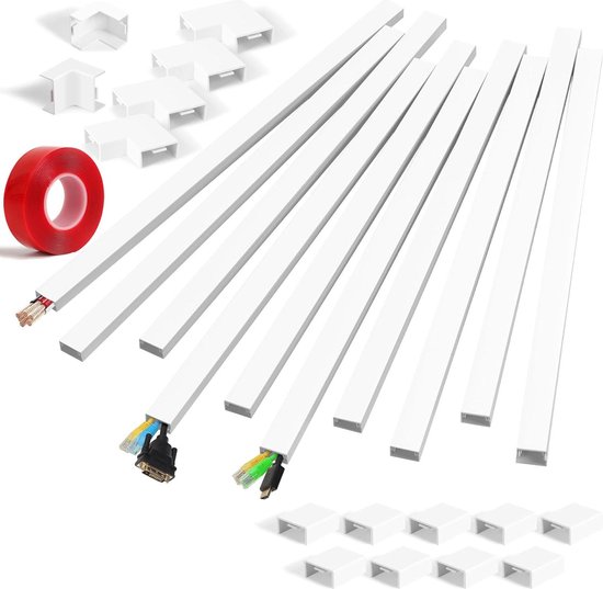 Zelfklevende Kabelgoot Wit (set van 10 stuks, 40 cm, 30x15 mm) - Voor ...