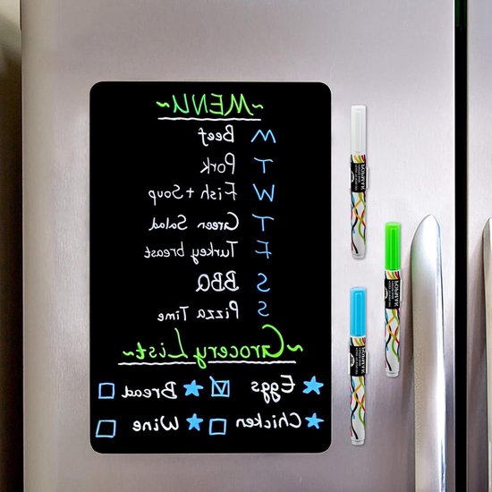 Whiteboard 12x8'' zwart bordblad voor koelkast - Magnetisch krijtbord ...