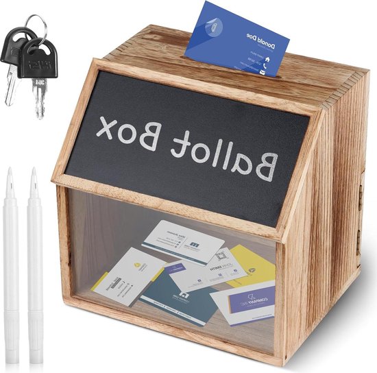 Wall Mounted Wooden Donation Box with Lock - Ballot Box Vintage Style ...