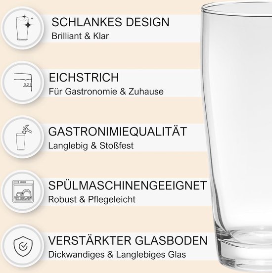 Set van 6 premium bierglazen 0,3 liter - robuuste vaatwasmachinebestendige pint glazen... | bol