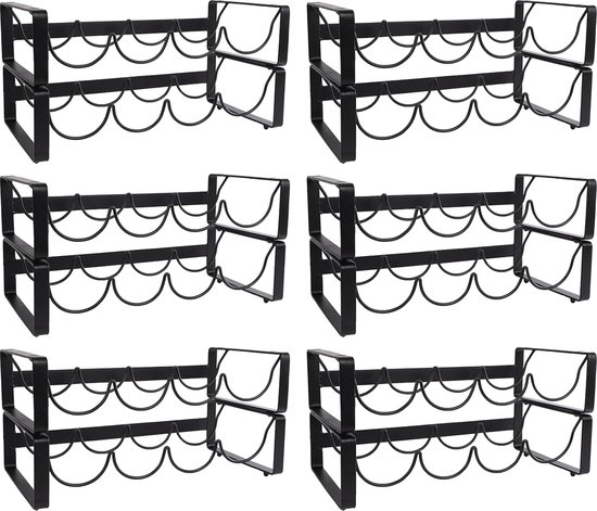 Stapelbaar Flessenrek voor 48 Flessen - Wijnrek van Metaal Zwart | bol