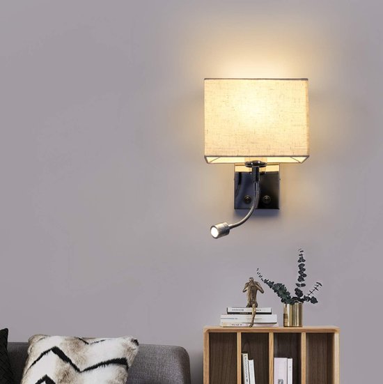 Wandlamp voor binnen, voor slaapkamer, leeslamp, bed, E27, bedlamp ...