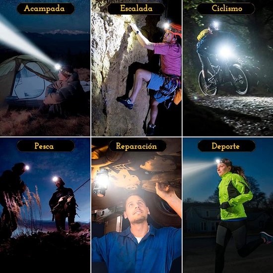 Oplaadbare led-hoofdlamp - draagbaar en waterdicht - ideaal voor hardlopen, wandelen... | bol