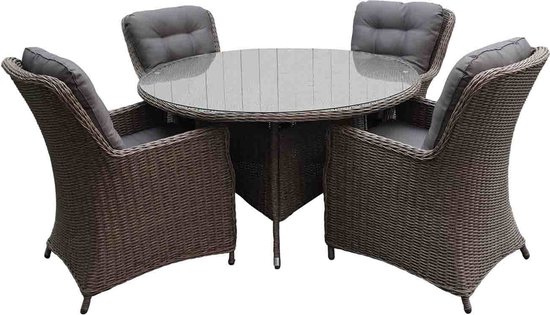 Denza Furniture Elip dining tuinset 140cm wicker ronde wicker tuintafel ...