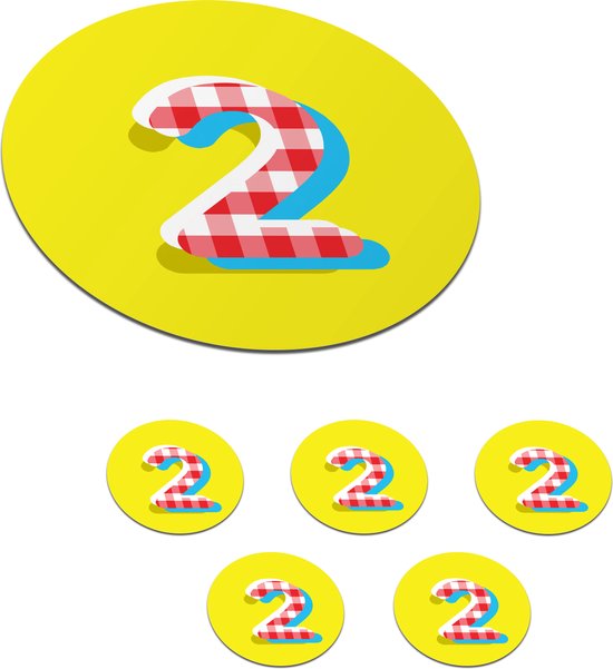 Onderzetters voor glazen - Rond - tekening van een geruite nummer twee ...