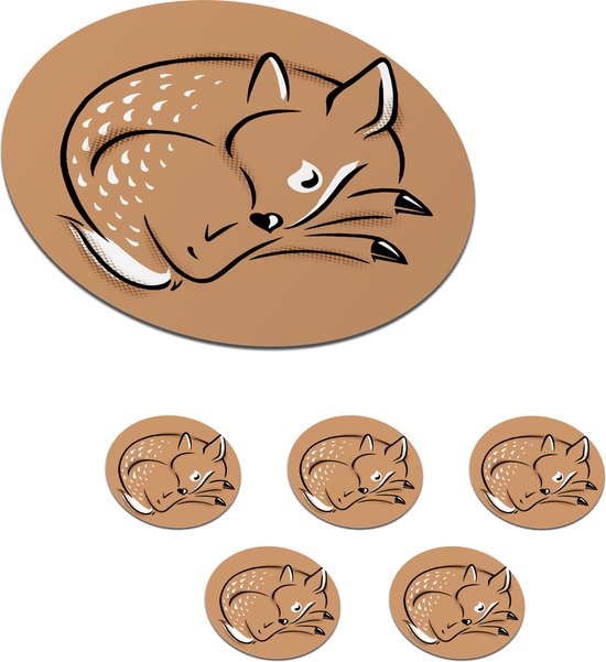 Onderzetters voor glazen - Rond - tekening van een baby hert - 10x10 cm ...