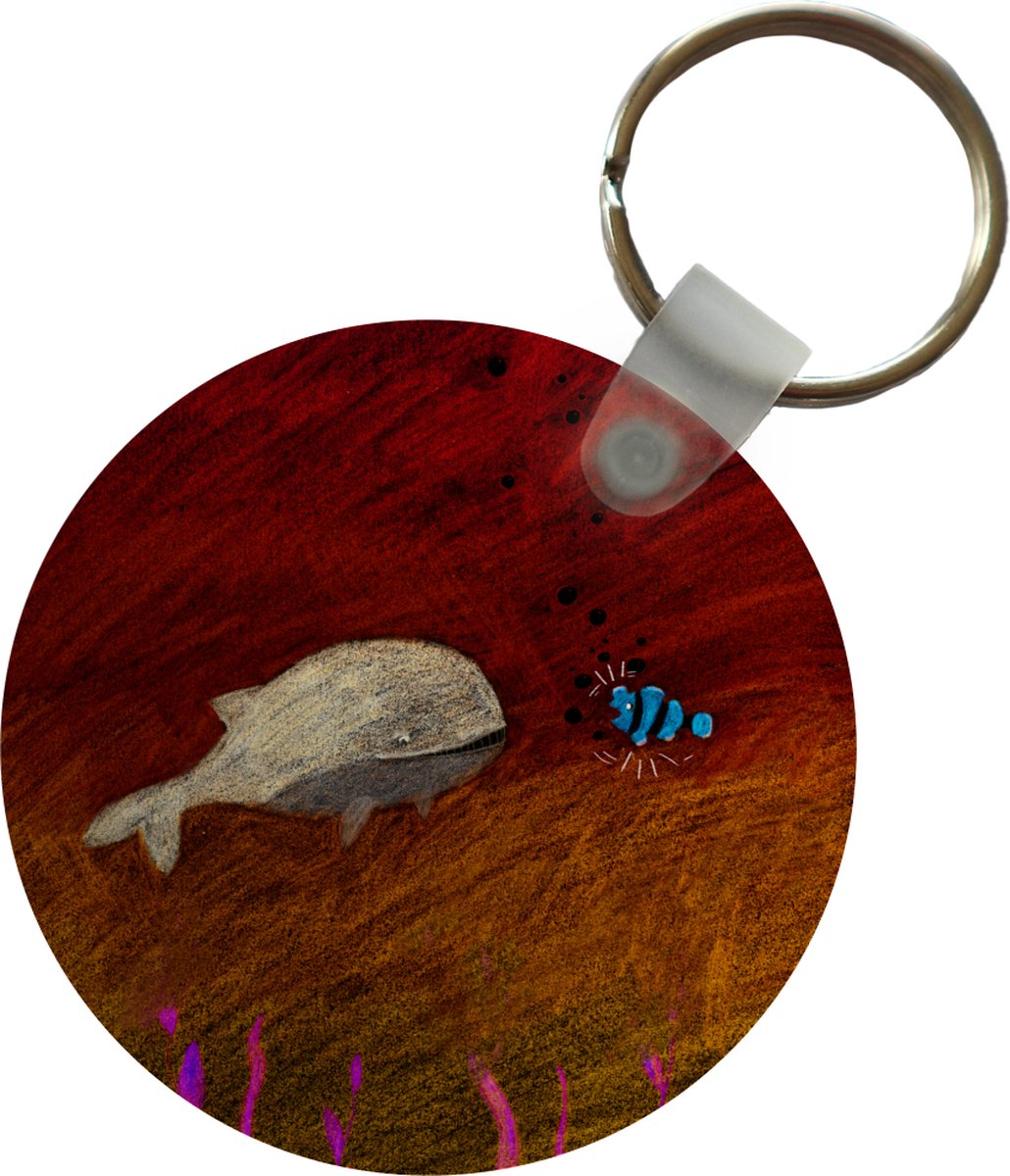 Sleutelhanger - Tekening van een walvis en een anemoonvis - Plastic ...