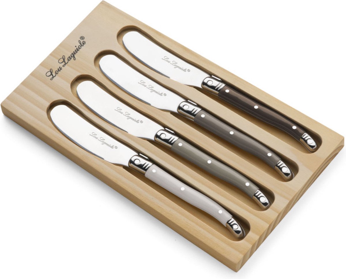 Lou Laguiole Botermesjes + Houten Tray 4-delig | bol.com