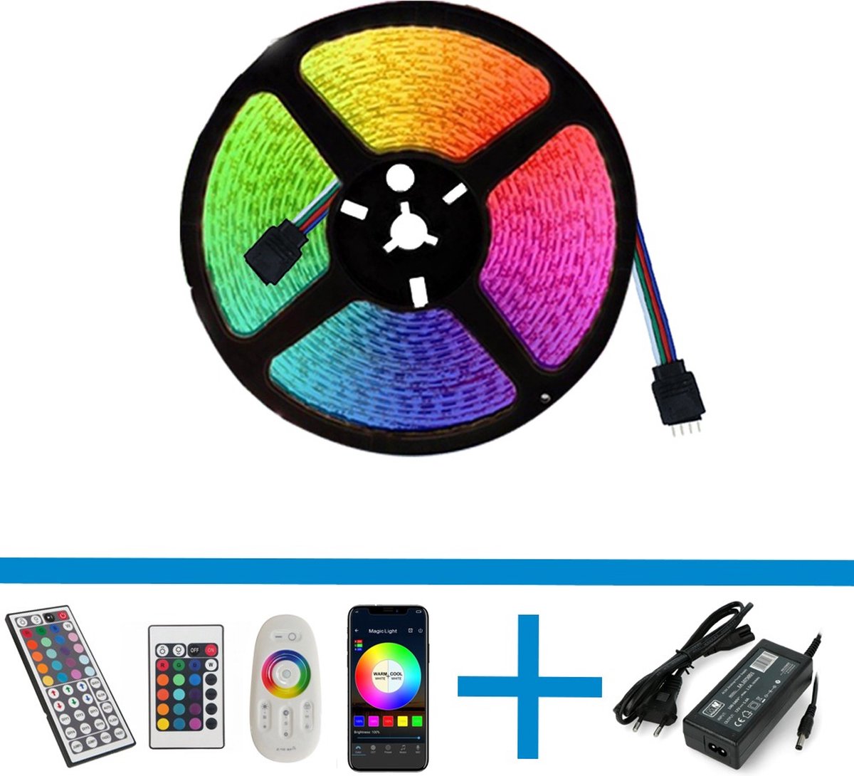 Ruban LED RGB - 10 mètres - kit complet - type 5050-30 Led / m - (2X ...