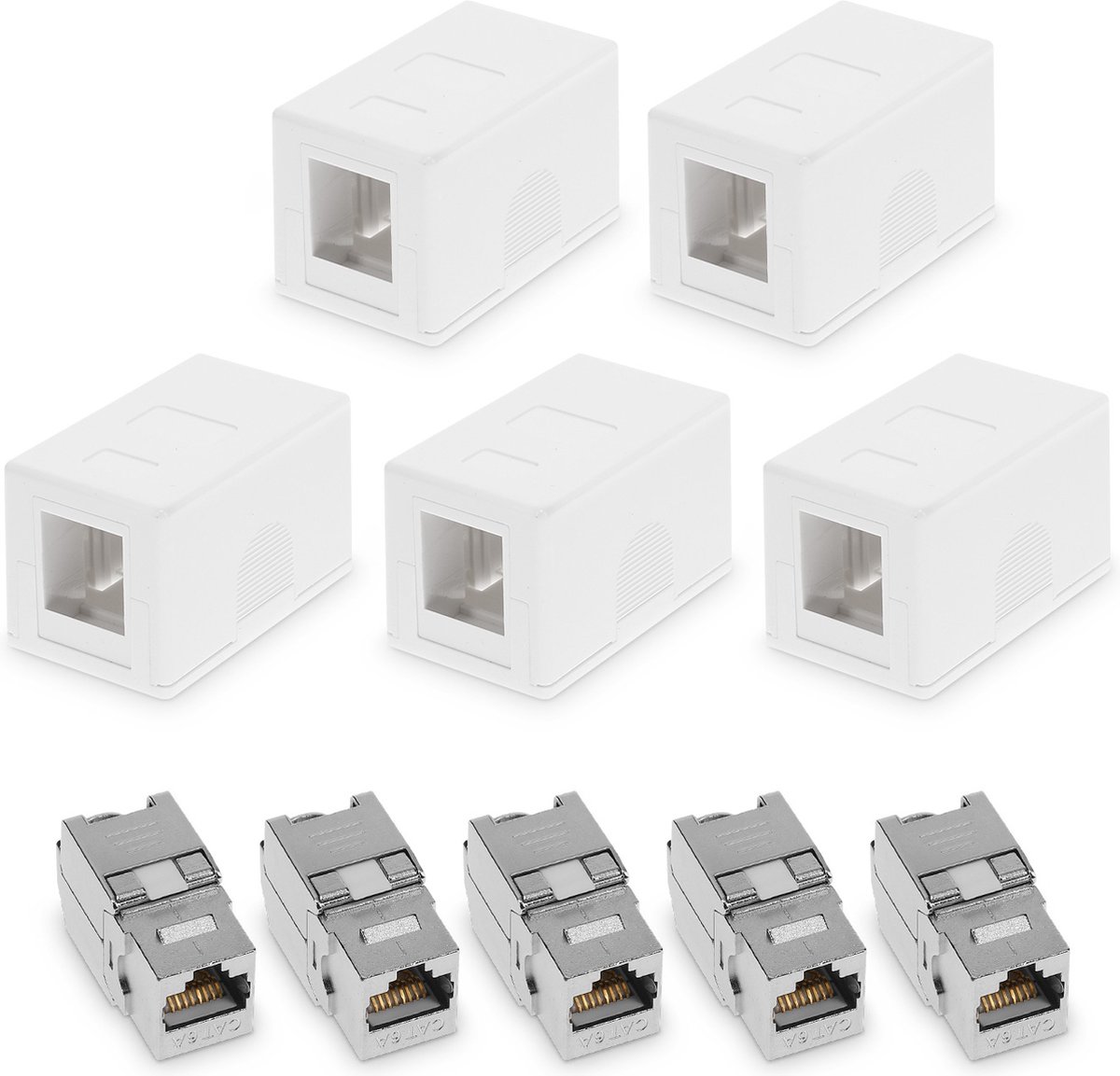 kwmobile 5x CAT 6A prise réseau en saillie avec 5x modules Keystone - 1 ...