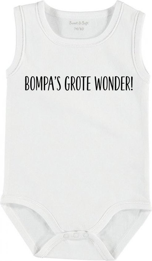 Baby Rompertje met tekst 'Bompa's grote wonder' | mouwloos l | wit ...