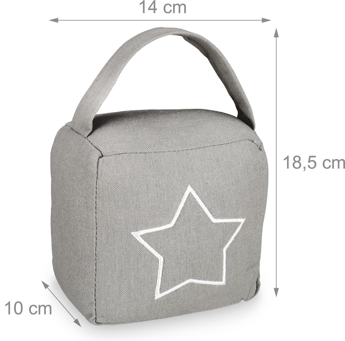 Relaxdays 1x deurstopper zak - deurstop met ster - handgreep - binnen ...