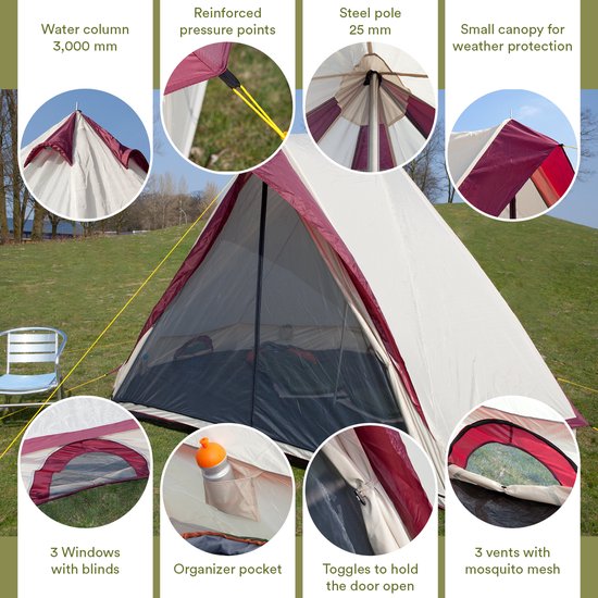 Skandika Comanche Tipi Tent – Tipi – Teepee – Campingtent – Voor 8 ...