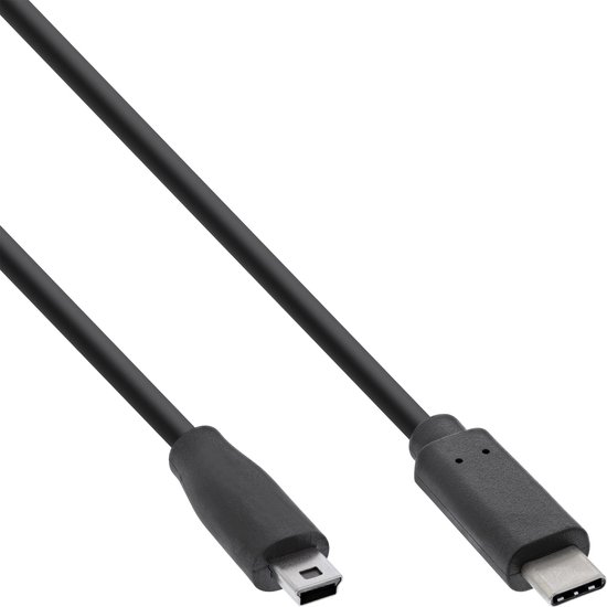 USB Mini B naar USB-C kabel - USB2.0 - tot 1A / zwart - 5 meter | bol