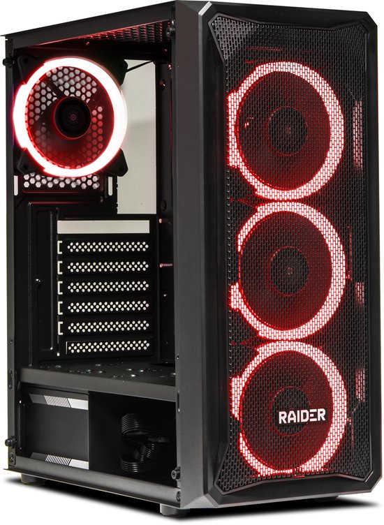 RAIDER CA2 PRO GAMING ATX PC Case - Behuizing met Rode Led | bol