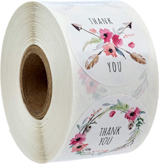 Thank You stickers 500 stuks! - Veren - Bloemen - Sluitstickers - Sluitzegel -... | bol