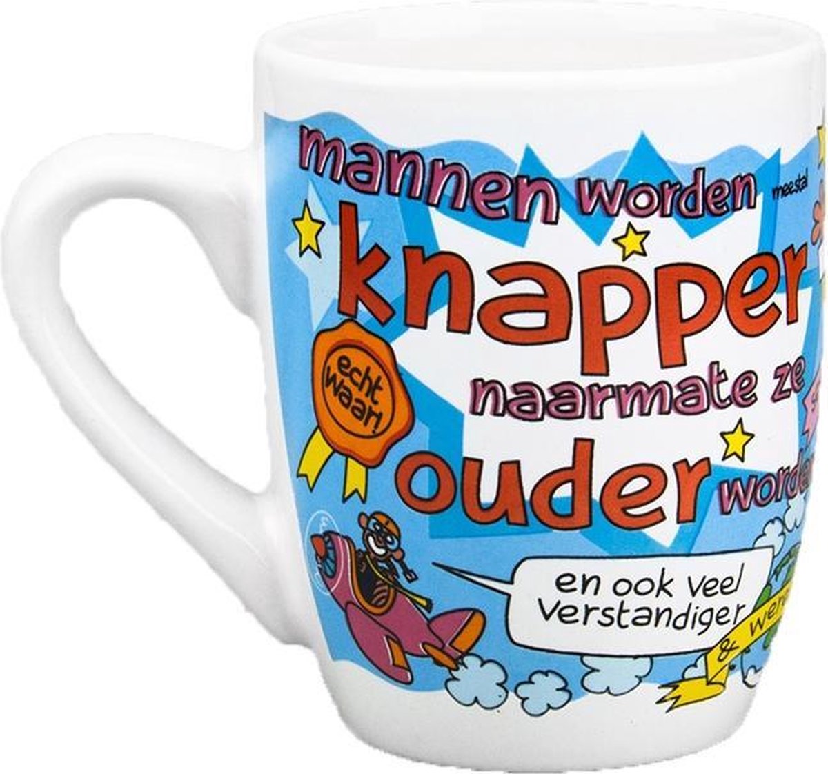 Paper Dreams Mok Cartoon-stijl Man Knap Keramiek 325 Ml Blauw | bol.com
