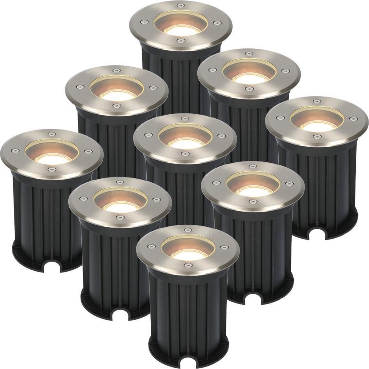 9x HOFTRONIC Maisy - LED Grondspots voor buiten - Rond - RVS - IP65 ...