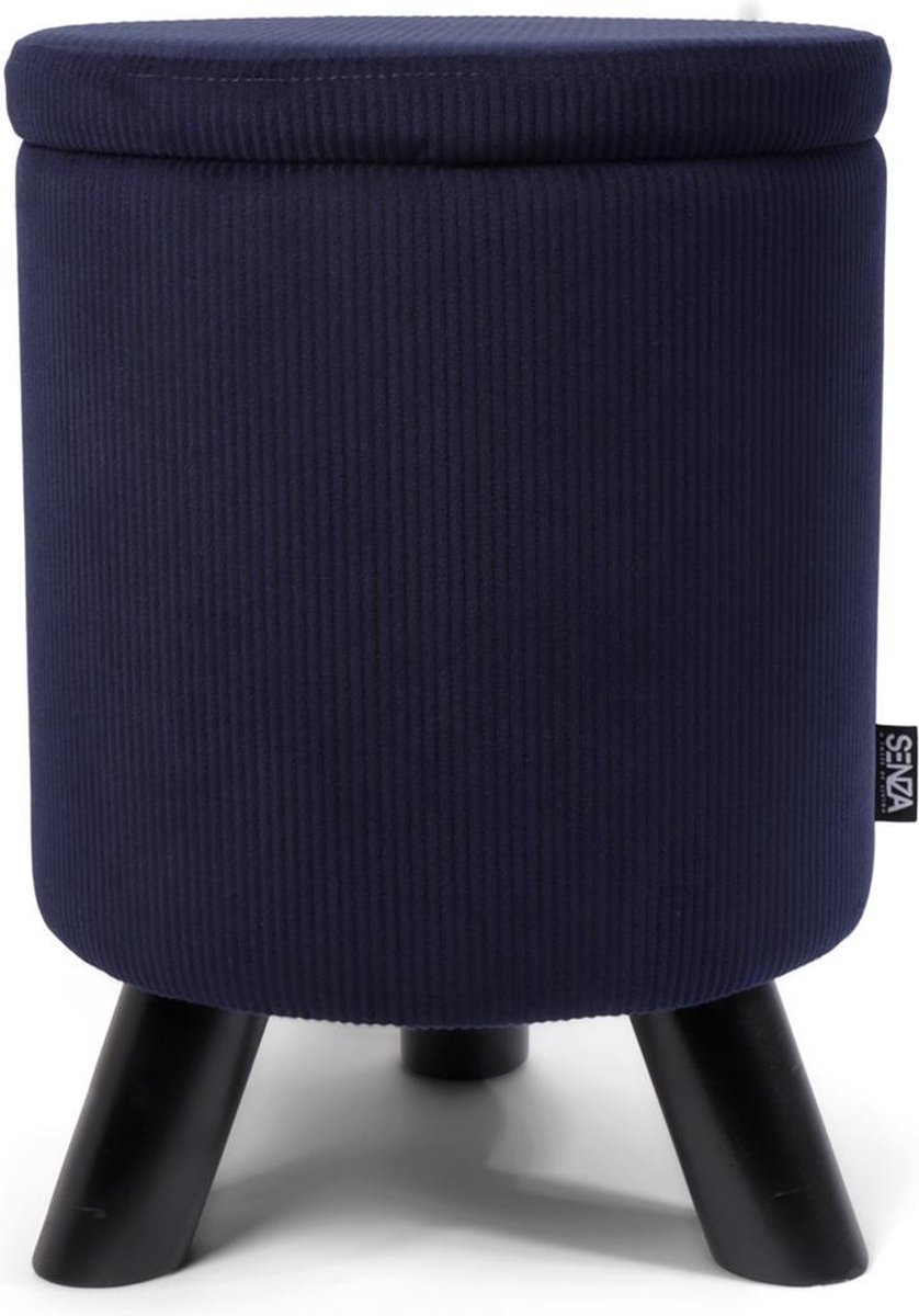 SENZA Ronde poef op poten - Met opbergruimte - Blauw | bol