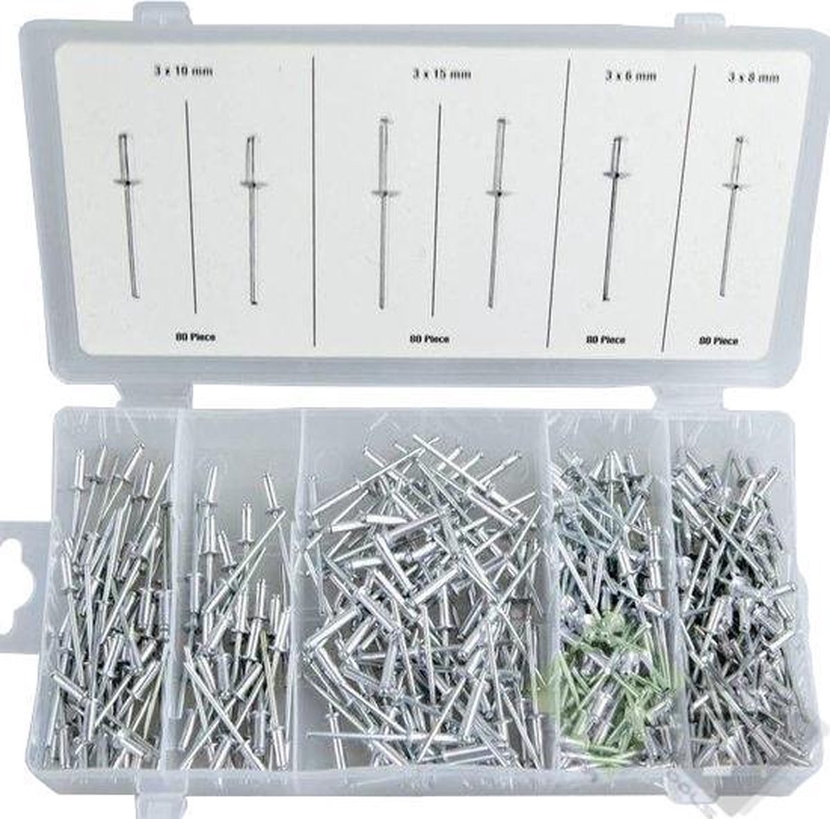 Popnagel set, 320 delig, 3x6, 3x8, 3x10, 3x15mm | bol.com