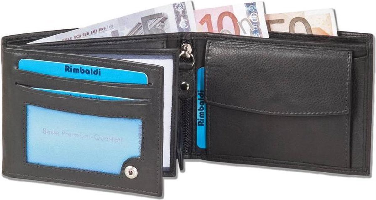 Rimbaldi Leren Heren Portemonnee Billfold model - Zwart | bol.com