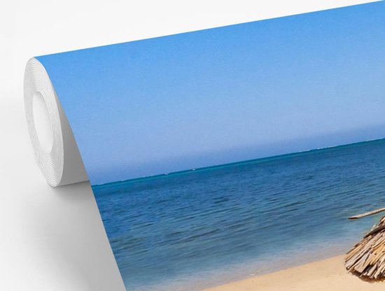 Behang - Fotobehang Riet - Parasol - Strand - Breedte 330 cm x hoogte ...