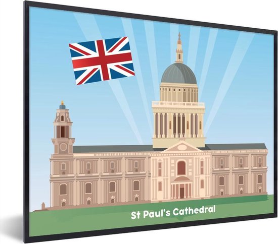 Fotolijst incl. Poster - een postzegel van de St Paul's Cathedral ...