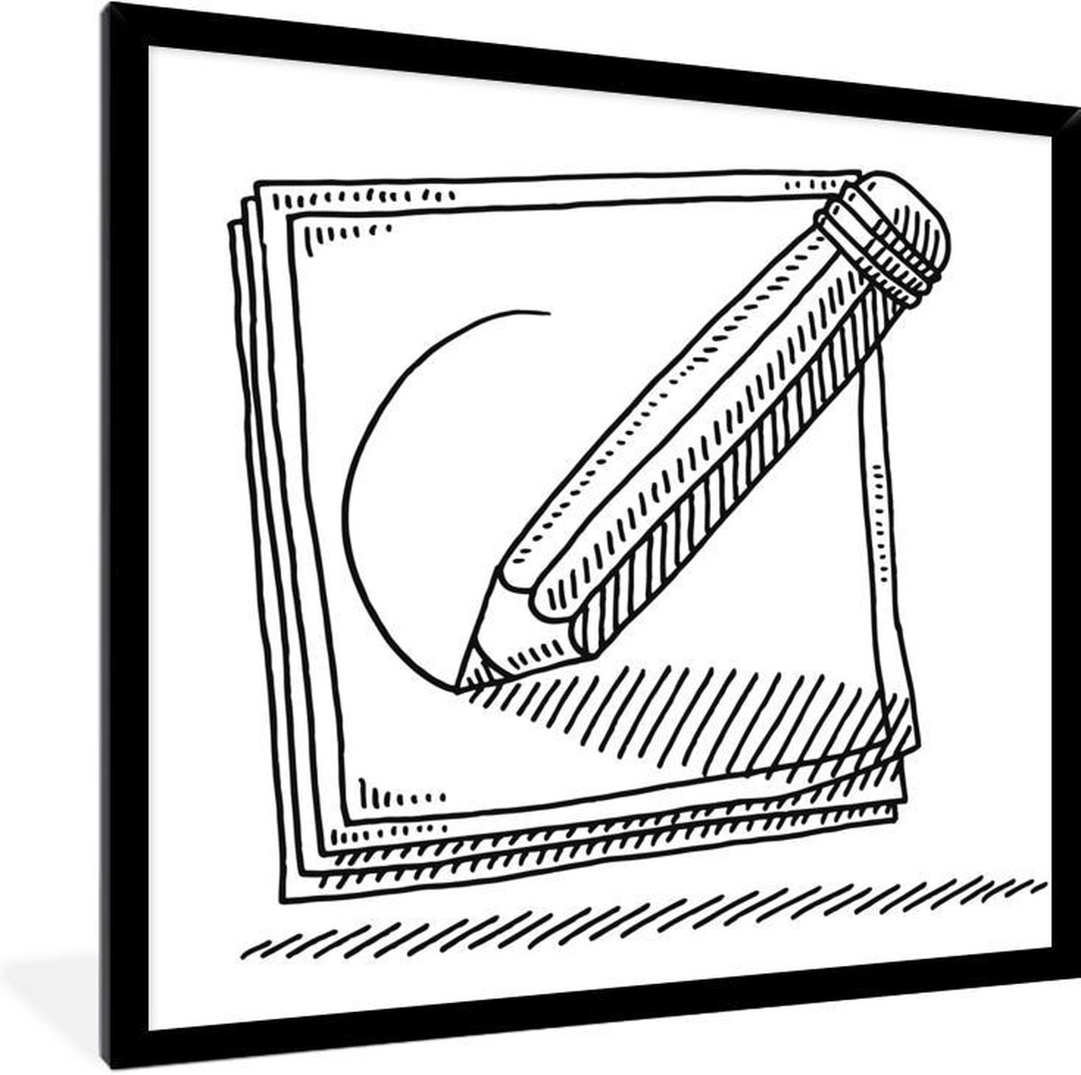 Fotolijst incl. Poster - tekening van een schets tekening - 40x40 cm ...