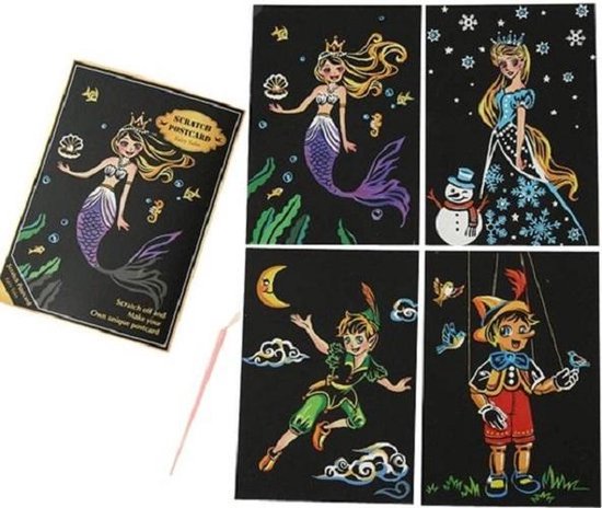 Scratch Art Fairy Tales 4 Kras kaarten - Scratch painting cards (4 ...