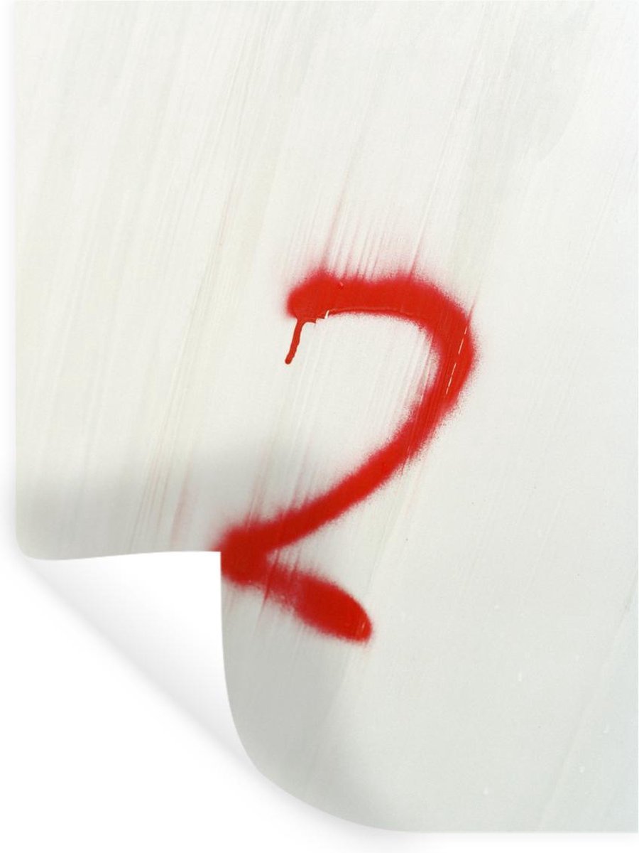 Sticker Muursticker Chiffre 2 - Chiffre 2 rouge sur fond blanc ...