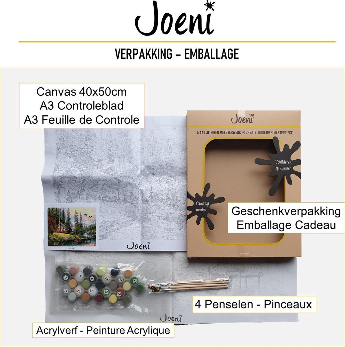 Joeni® Schilderen Op Nummer - 40x50cm - Landschap: Jagershut in de ...