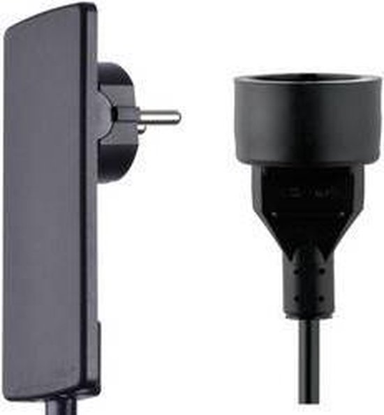 Plug (platte stroomstekker) met kabel & Plug - Zwart | bol