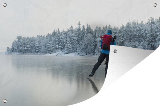 Affiche de jardin patineur sur la glace naturelle 120x80 cm - Toile de ...