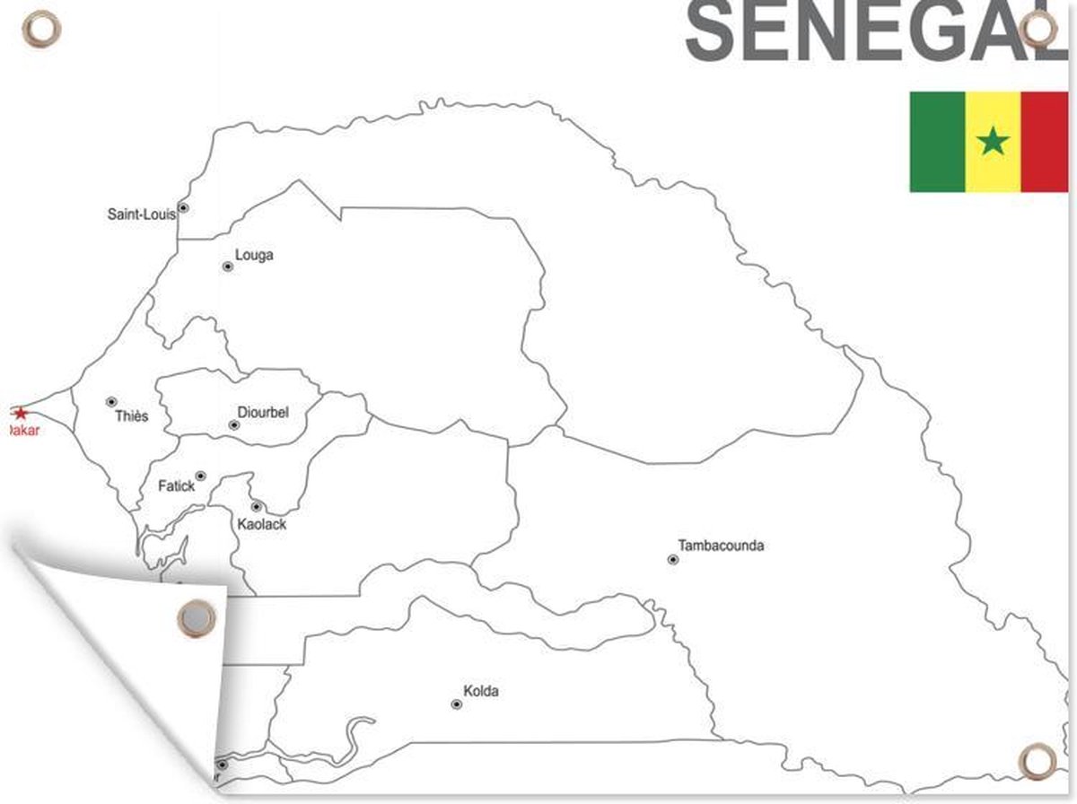 Muurdecoratie buiten tekening van Senegal en Dakar - 160x120 cm ...