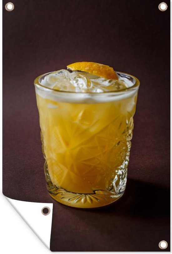 Tuinposter - Tuindoek - Tuinposters buiten - Glas gele alcohol cocktail ...