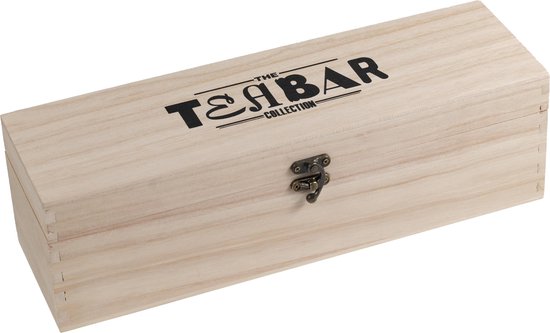 Houten theekist gevulde theedoos met 8 blikjes Tea Bar thee theecadeau ...
