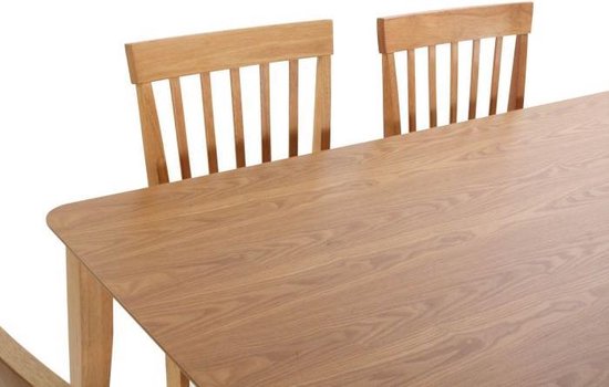 Eettafel - table set 6 oak mdf 140x80x74 light brown - bruin | bol.com