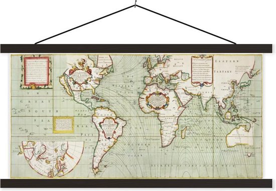 Schoolplaat - Textielposter - Wereldkaart - Vintage - Antiek - 60x30 cm - Textiel poster | bol