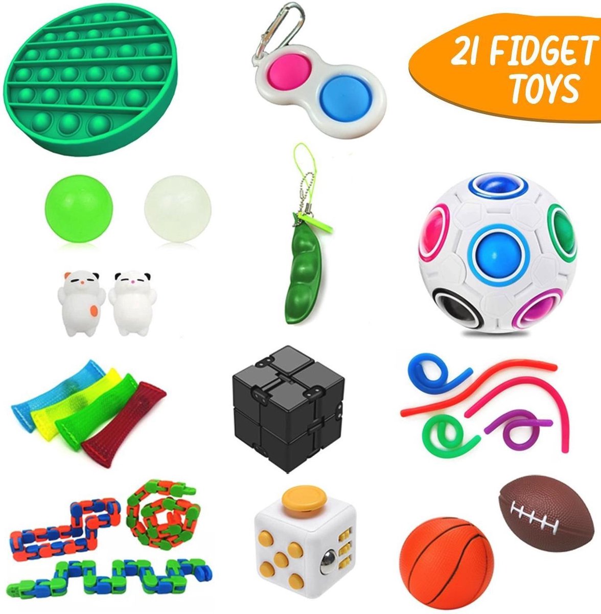 Fidget toys Pakket Pop it Simple Dimple Stressball Squishy Fidget Cube ...