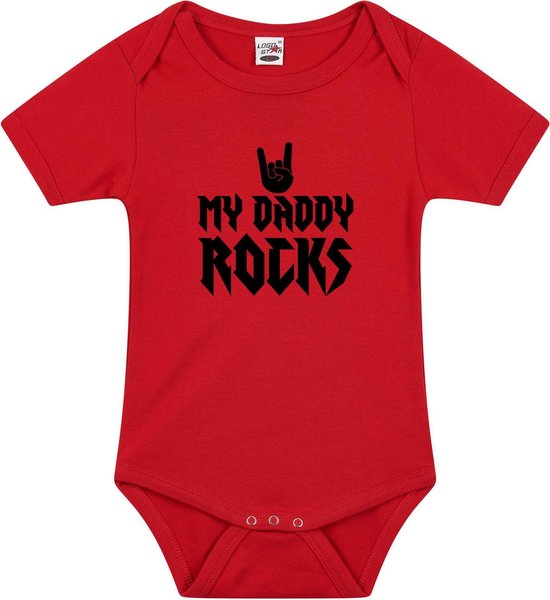Daddy rocks tekst baby rompertje rood jongens en meisjes - Kraamcadeau ...