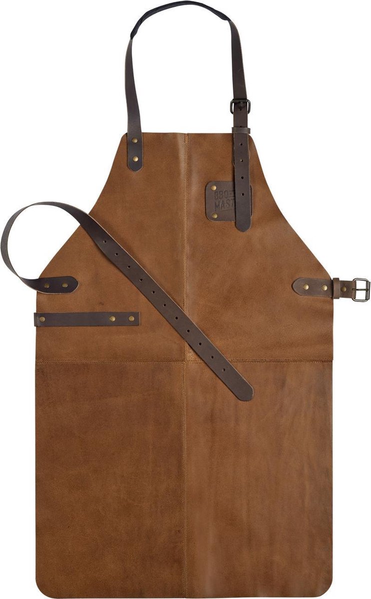 Wavea Cookware Leren BBQ Schort - Cognac - 80 x 50 cm - Barbecue Schort ...