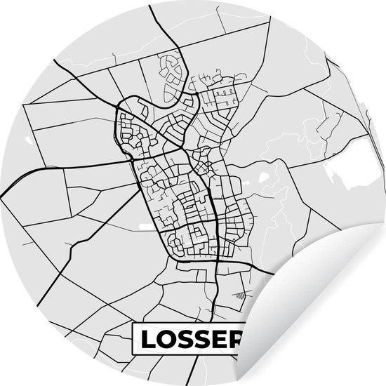 Wallpaper Circle - City Map - Looser - Grijs - Wit - ⌀ 120 cm - Wall ...