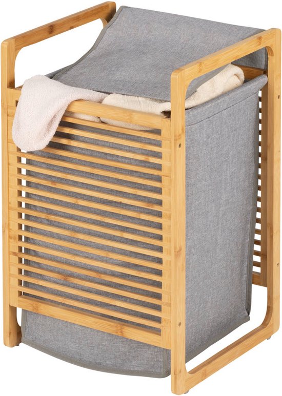 Wenko Wasmand 43 Liter 40 X 35 X 60 Bamboe/polyester Grijs | bol