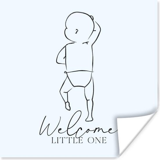Poster Spreuken - Baby - Welcome little one - Quotes - Jongen - 100x100 ...